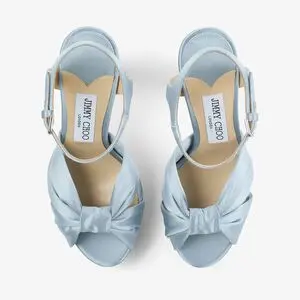 JIMMY CHOO Heloise 120 Satin Platform Sandals - Ice Blue