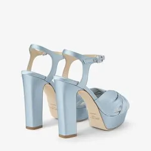 JIMMY CHOO Heloise 120 Satin Platform Sandals - Ice Blue