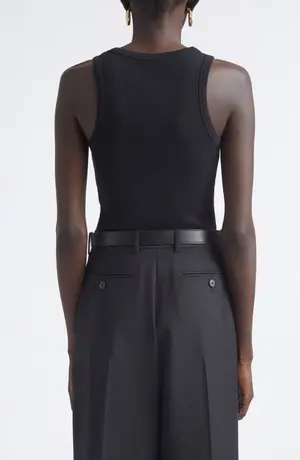 Givenchy Embroidered Logo Stretch Cotton Rib Tank - Black