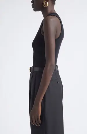 Givenchy Embroidered Logo Stretch Cotton Rib Tank - Black