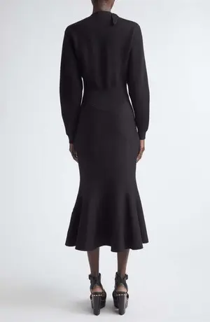 Givenchy Long Sleeve Bow Trumpet Sweater Dress