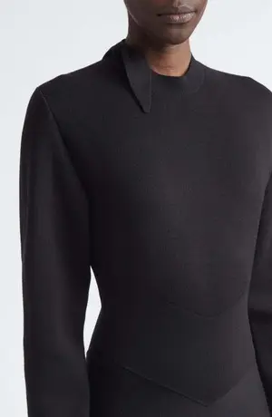 Givenchy Long Sleeve Bow Trumpet Sweater Dress