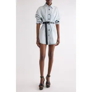 Women's Long Sleeve Printed Mini Shirtdress