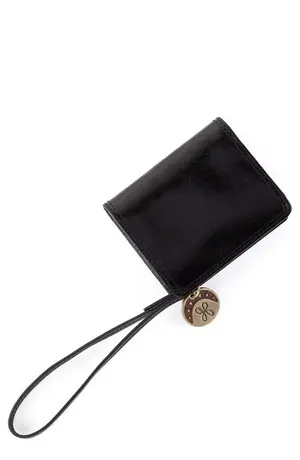 Hobo Coin Leather Wristlet Wallet - Black