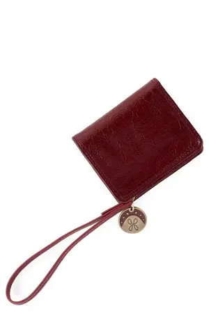 Hobo Coin Leather Wristlet Wallet - Garnet Gloss