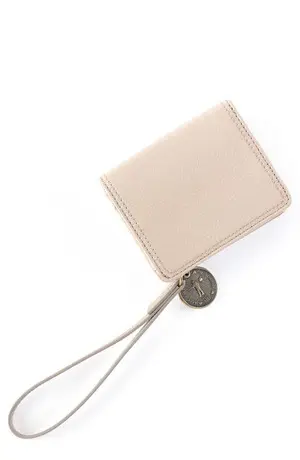 Hobo Coin Leather Wristlet Wallet - Stone Gloss