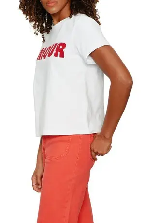 Sanctuary Embellished Organic Cotton T-shirt - White/cherry Lacquer