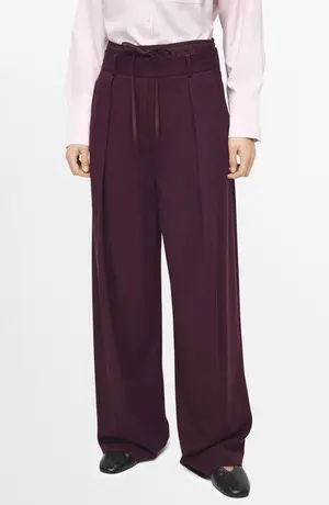 Mango High-rise Straight Leg Pants - Maroon