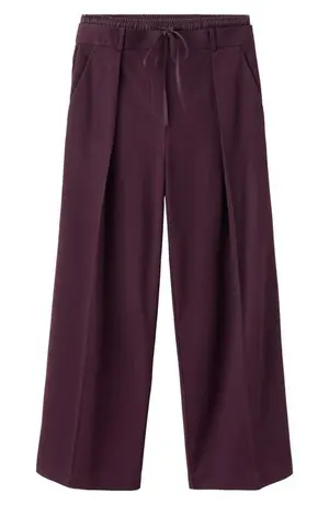 Mango High-rise Straight Leg Pants - Maroon