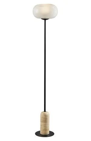 ADESSO Byron Floor Lamp With Glass Globe Shade - Black