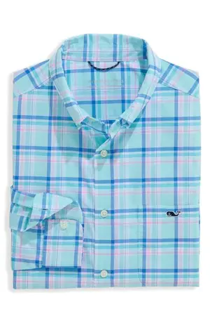 Vineyard Vines Coconut Key Plaid Upf 30+ Button Front Shirt