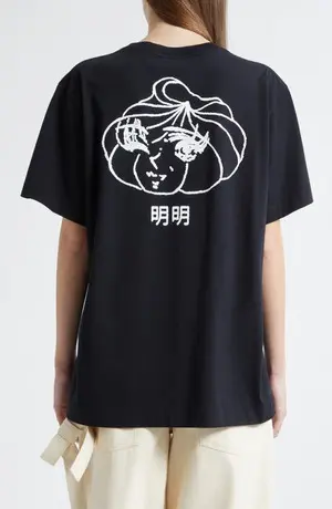 Simone Rocha Dim Sum Logo Print T-shirt - Black/white