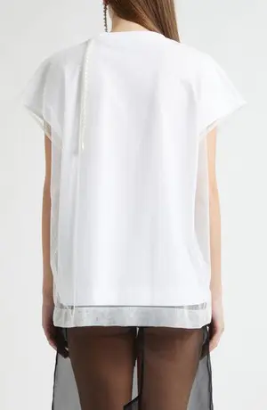 Simone Rocha Pearl Trim Layered T-shirt