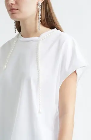 Simone Rocha Pearl Trim Layered T-shirt