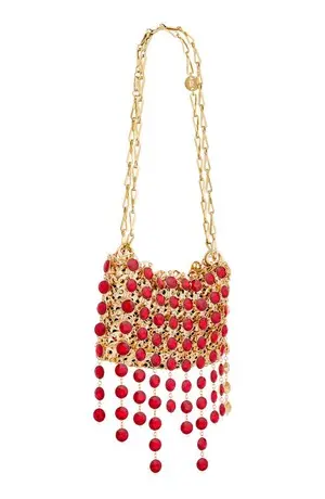 Rabanne 1969 Crystal Embellished Shoulder Bag - Gold/ruby Red