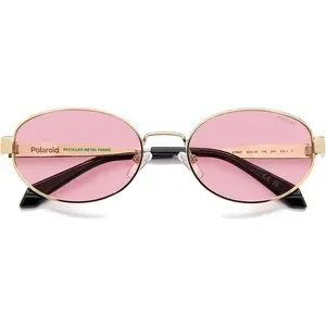 POLAROID 55mm Polarized Oval Sunglasses - Gold Pink/pink Pz