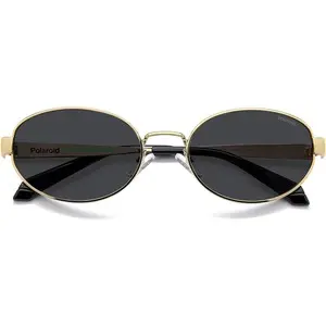 POLAROID 55mm Polarized Oval Sunglasses - Gold/grey Pz