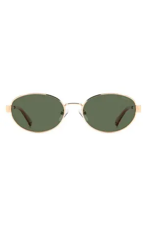 POLAROID 55mm Polarized Oval Sunglasses - Rose Gold/green Pz