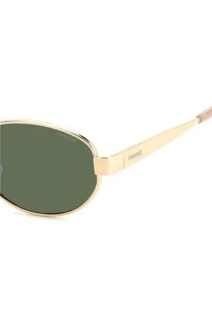 POLAROID 55mm Polarized Oval Sunglasses - Rose Gold/green Pz