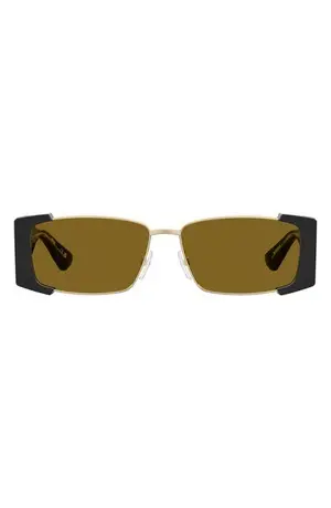 Moschino 57mm Rectangular Sunglasses Black Gold/brown