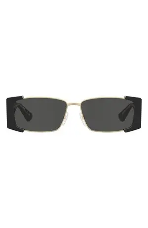 Moschino 57mm Rectangular Sunglasses - Black Gold/grey