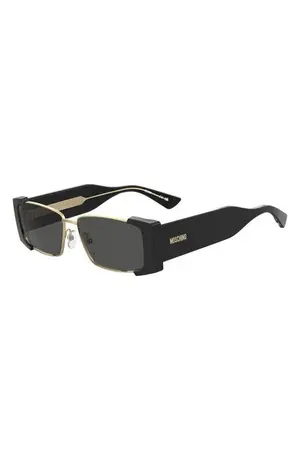 Moschino 57mm Rectangular Sunglasses - Black Gold/grey