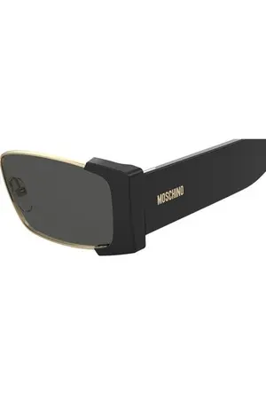 Moschino 57mm Rectangular Sunglasses - Black Gold/grey