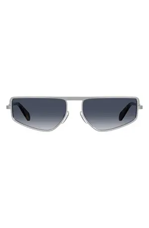 Moschino Flat Top Sunglasses - Palladium/dk Blue Sf
