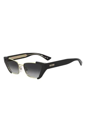Moschino 56mm Cat-eye Sunglasses - Black Gold/dark Grey Sf