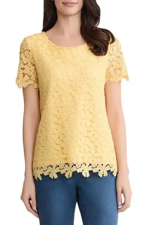 Jones New York Floral Lace Top - Cornsilk