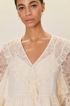 Rebecca Taylor Skye Lace Top - Cream