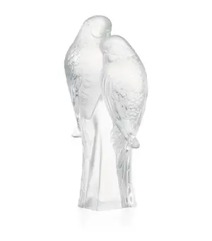 Lalique Crystal Parakeets Sculpture - Clear