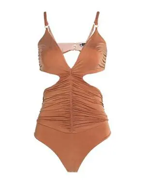 Elisabetta Franchi Cupro Bodysuit With Gathered Detail And Open Back