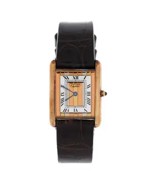 CARTIER Must De Tank Quartz Watch In Vermeil Plated Sterling Silver And Alligator 22mm - Dial Color: Multi Color