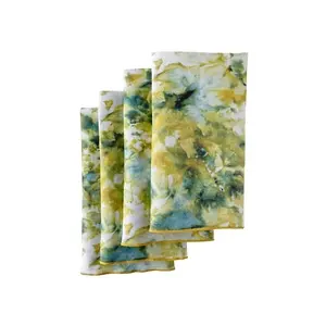 GOLDIE HOME Table Napkin, Set Of 4 - Green Marble Gold Trim