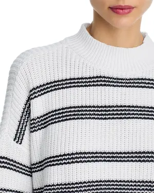 Aqua Stripe Shaker Stitch Sweater