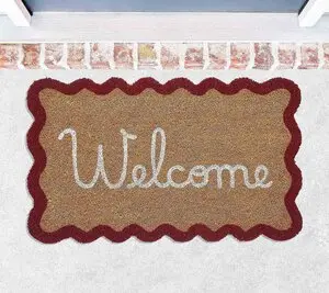 VCNY HOME Red Scalloped Edge Welcome Coir Outdo Or Doormat - One-color