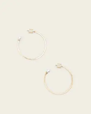 ALLSAINTS Hazel Pearl Hoop Earrings - Warm Brass
