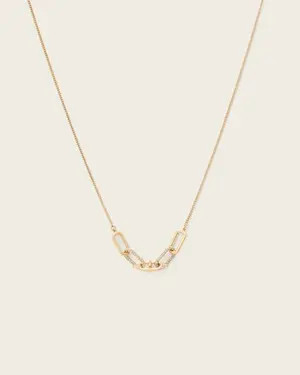 ALLSAINTS Laio Pave Link Necklace - Warm Brass