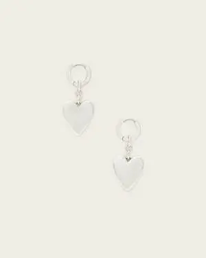 ALLSAINTS Lia Heart Huggie Earrings - Silver