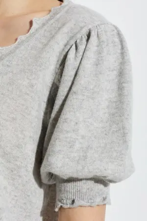 Ulla Johnson Cashmere Top With Shell Trim - Grey