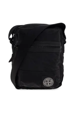 Stone Island Shoulder Bag With Logo Patch - Black