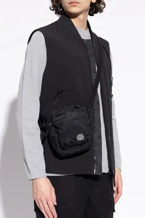 Stone Island Shoulder Bag With Logo Patch - Black