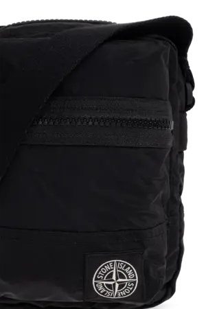 Stone Island Shoulder Bag With Logo Patch - Black