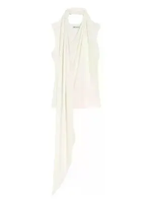 AMI Paris Jersey Sleeveless Lavalliere Top - Neutrals