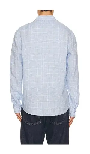 Onia Linen Long Sleeve Shirt In Blue