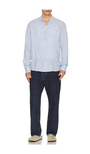 Onia Linen Long Sleeve Shirt In Blue