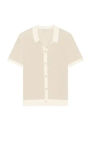 Onia Linen Button Up Sweater Shirt In Beige