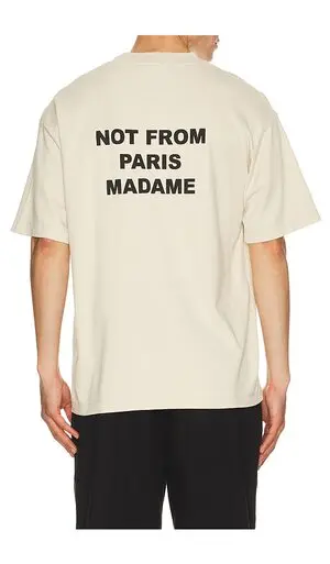 DRÃ´LE DE MONSIEUR Bold Slogan T-shirt In Cream
