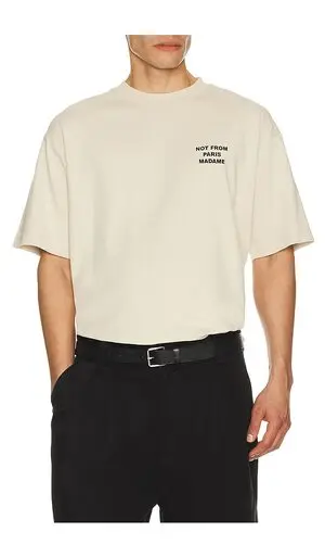 DRÃ´LE DE MONSIEUR Bold Slogan T-shirt In Cream